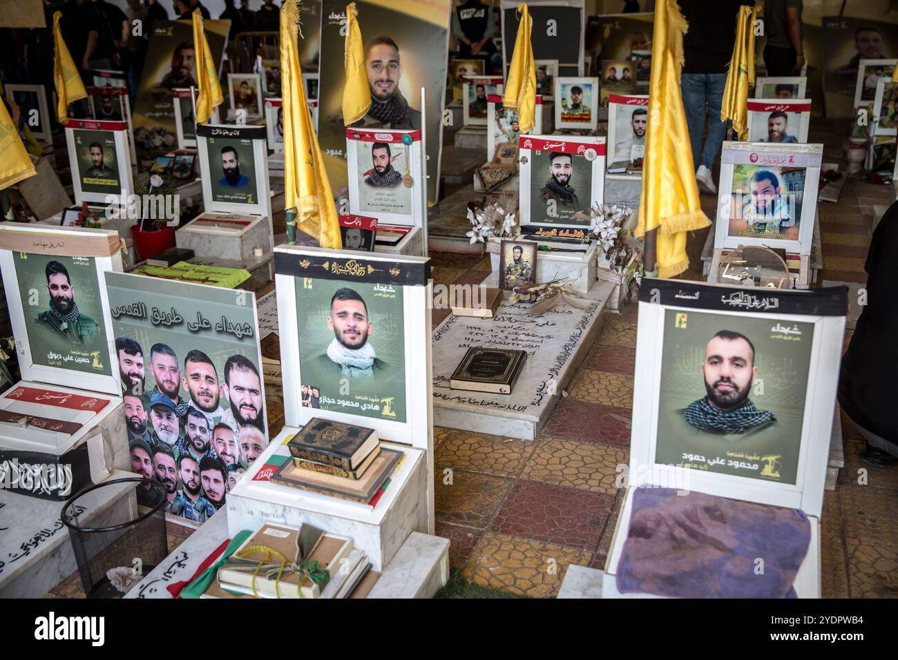 Graves at the Rawdat Alhawra' Zaynab cemetery for Shia Muslims in ...