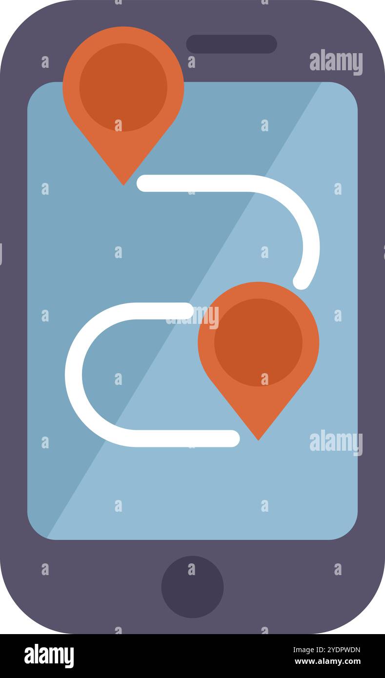 Smartphone Displaying A Map With A Route Connecting Two Points