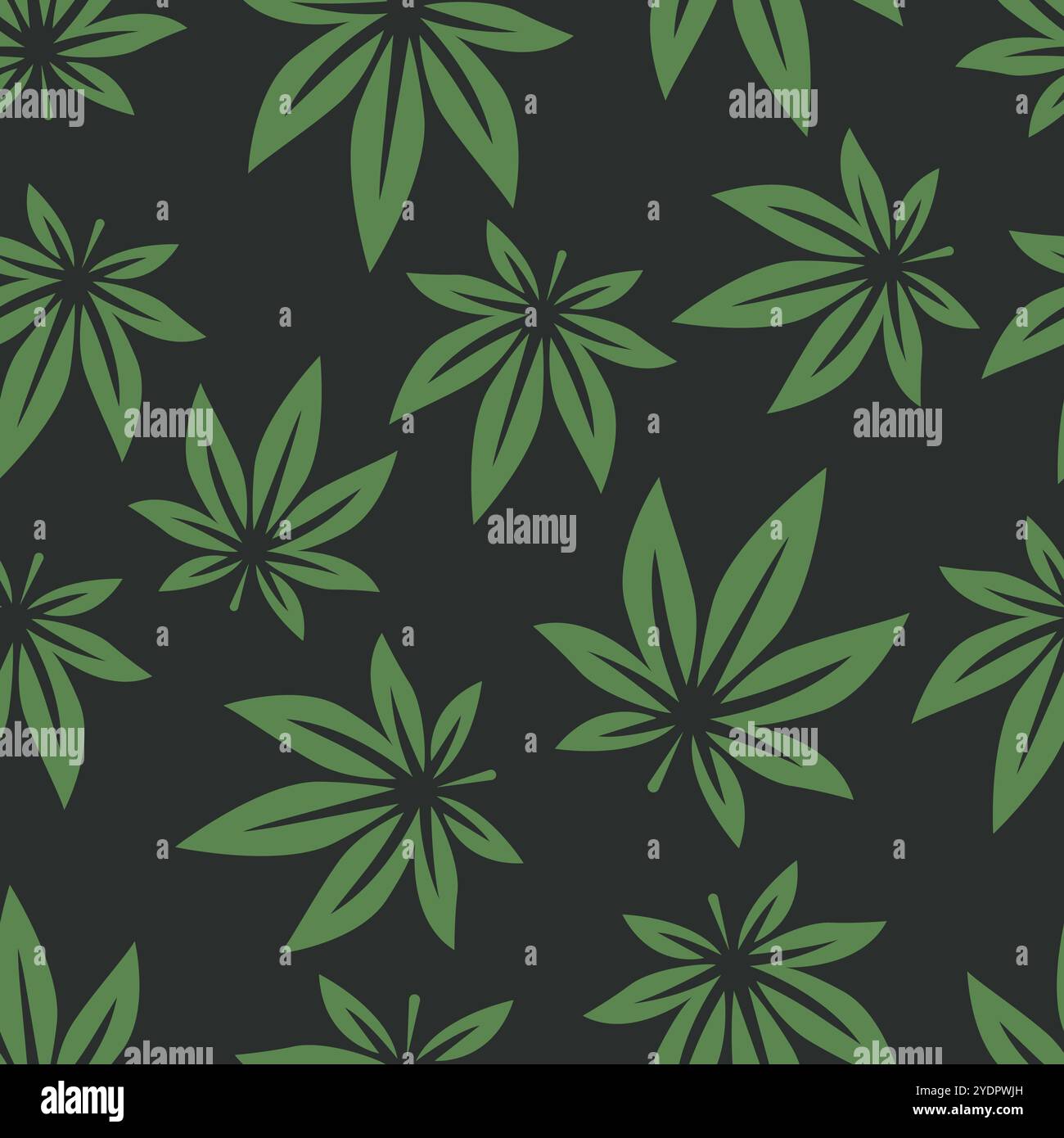 Vector Seamless Pattern with Flat Cannabis Leaves. Hemp, Cannabis Green ...