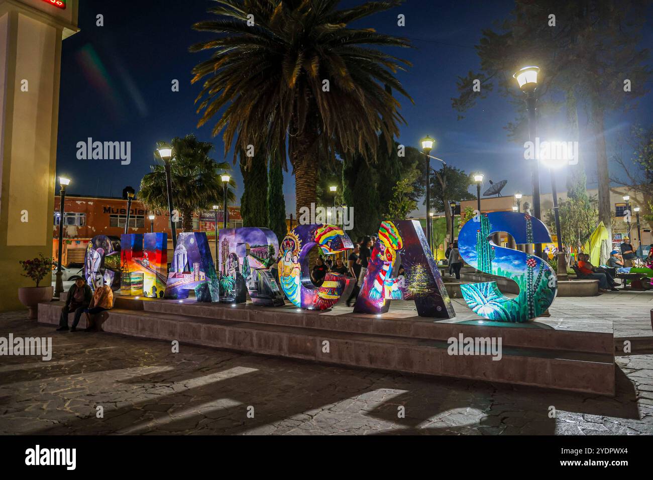 Monumental colorful letters of Charcas San Luis Potosí in the Altiplano ...