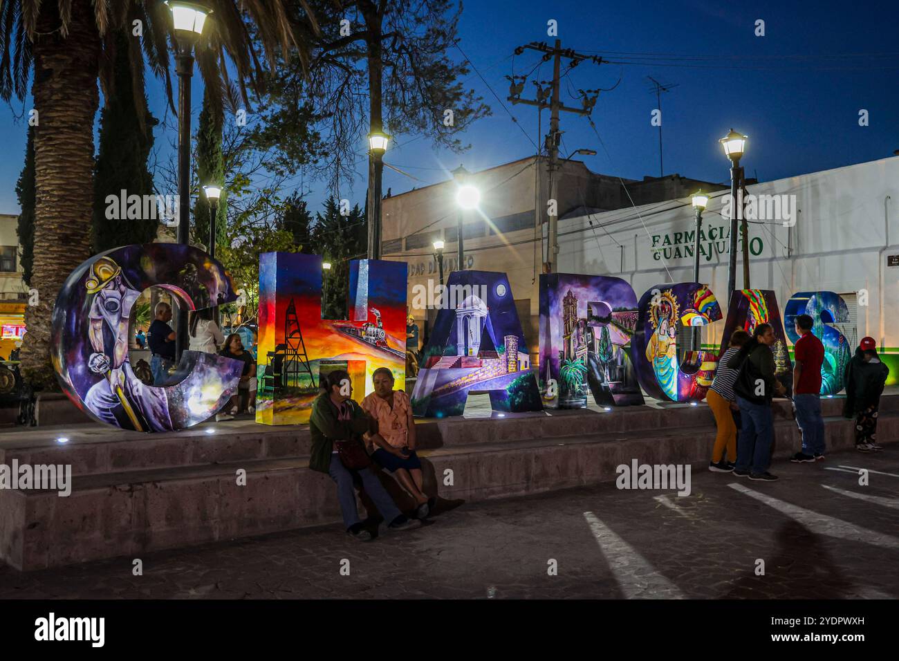 Monumental colorful letters of Charcas San Luis Potosí in the Altiplano ...