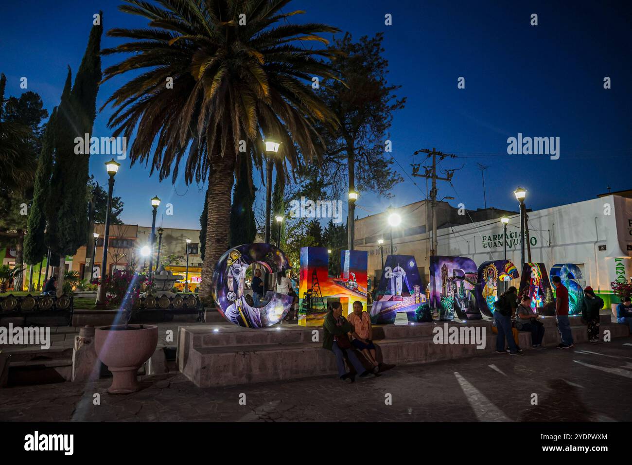 Monumental colorful letters of Charcas San Luis Potosí in the Altiplano ...