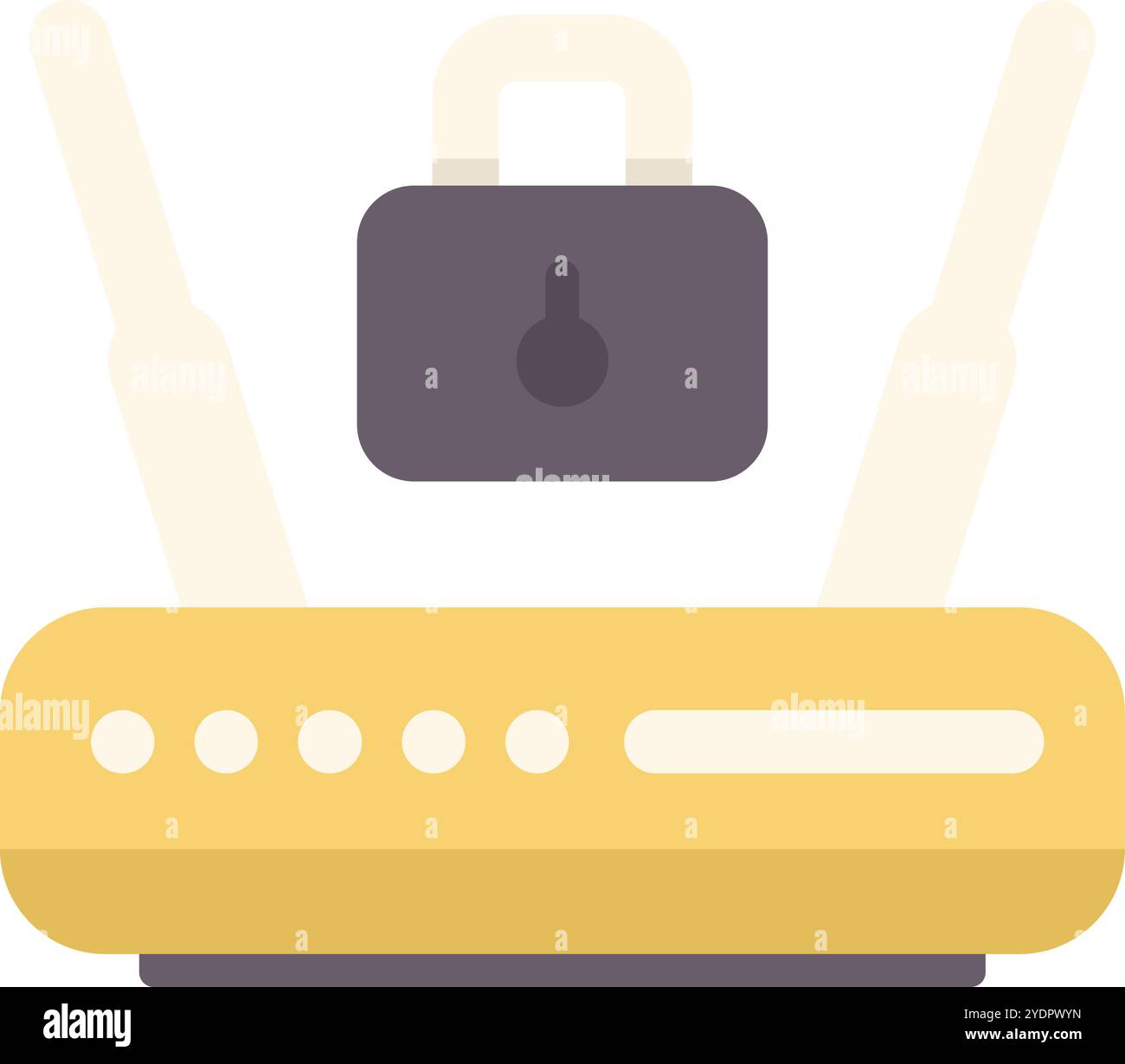 Wireless router being secured with a padlock, representing the concept ...