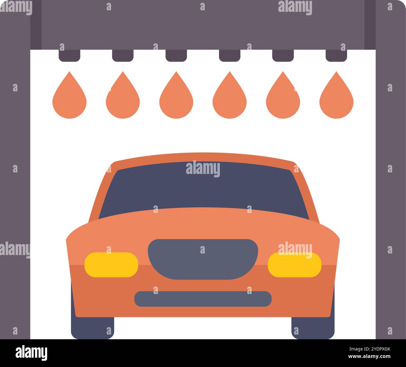 Simple icon of a car wash service station with hanging water drops ...