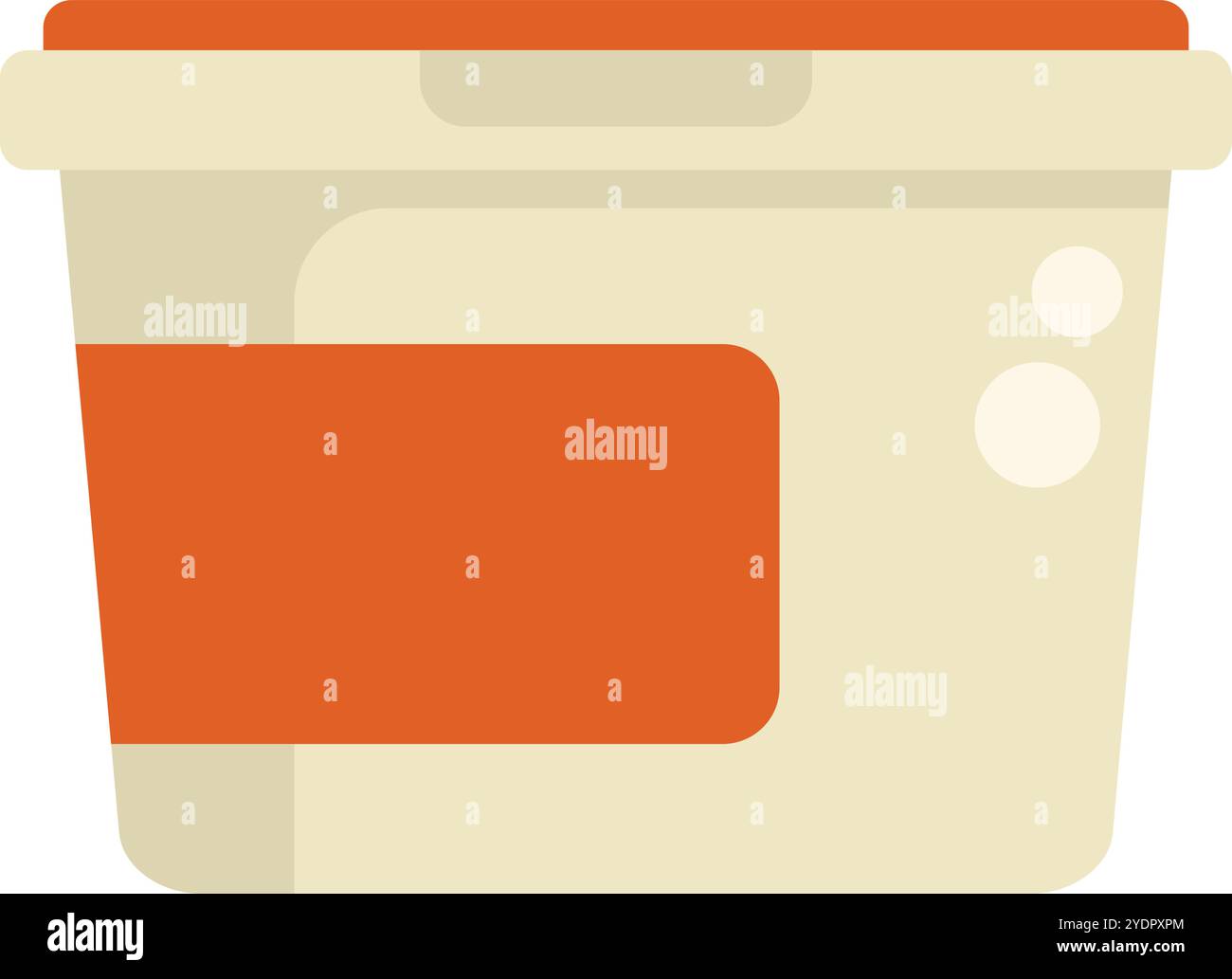 Plastic bucket packaging with an orange lid, for dairy products like ...