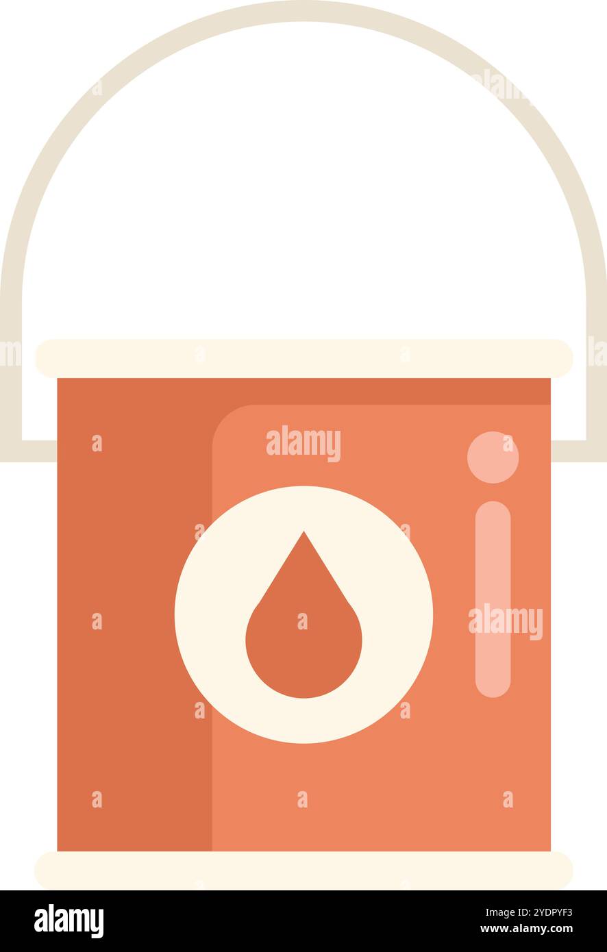 Paint bucket with a water drop symbolising water based emulsion paint ...