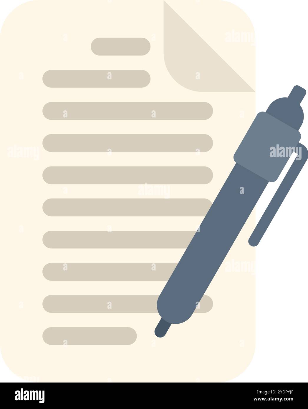 Pen is shown writing on lined paper, representing the act of writing a ...