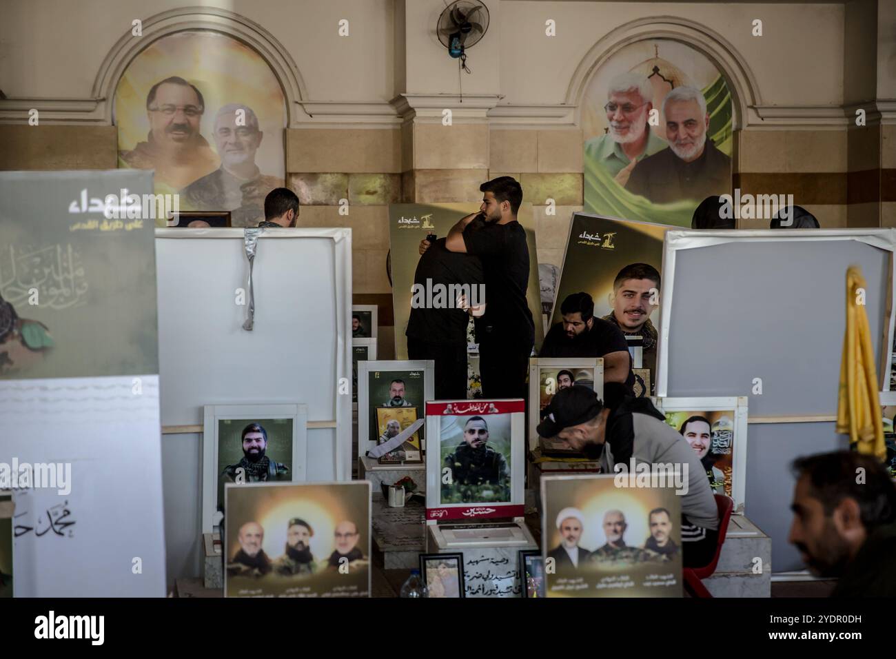 Beirut, Lebanon. 27th Oct, 2024. People hug at the Rawdat Alhawra ...