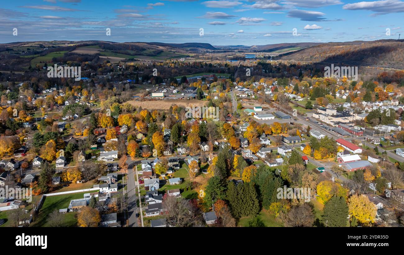 Aerial photo of fall foliage surrounding the Village of Homer, Cortland ...