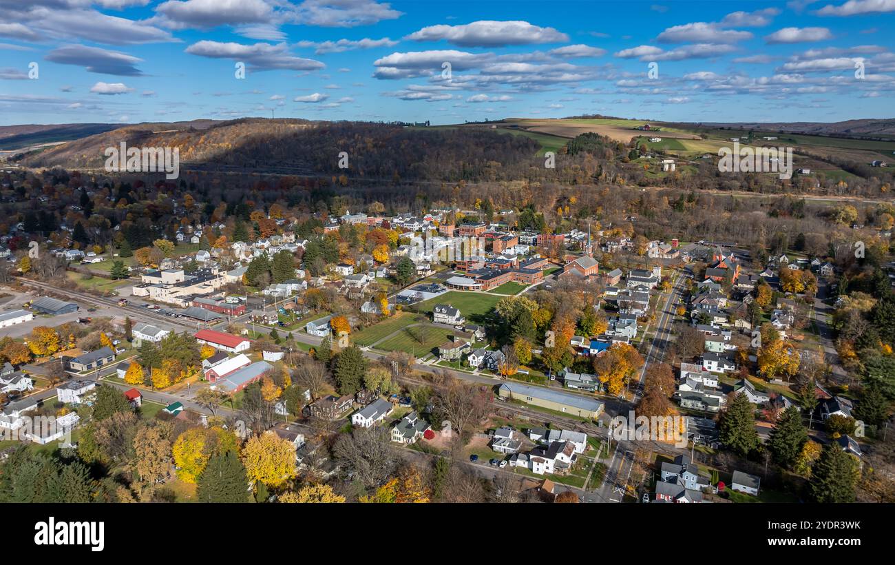 Aerial photo of fall foliage surrounding the Village of Homer, Cortland ...