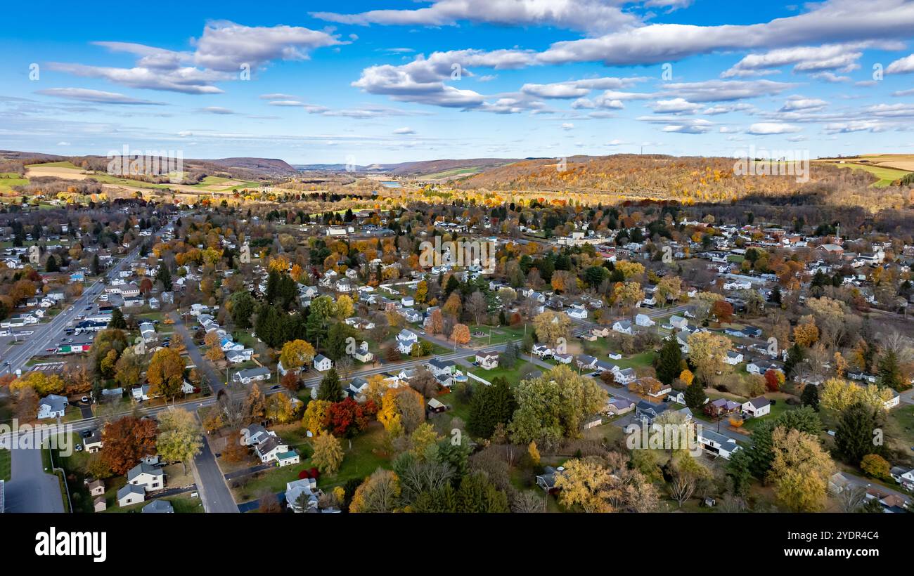Aerial photo of fall foliage surrounding the Village of Homer, Cortland ...