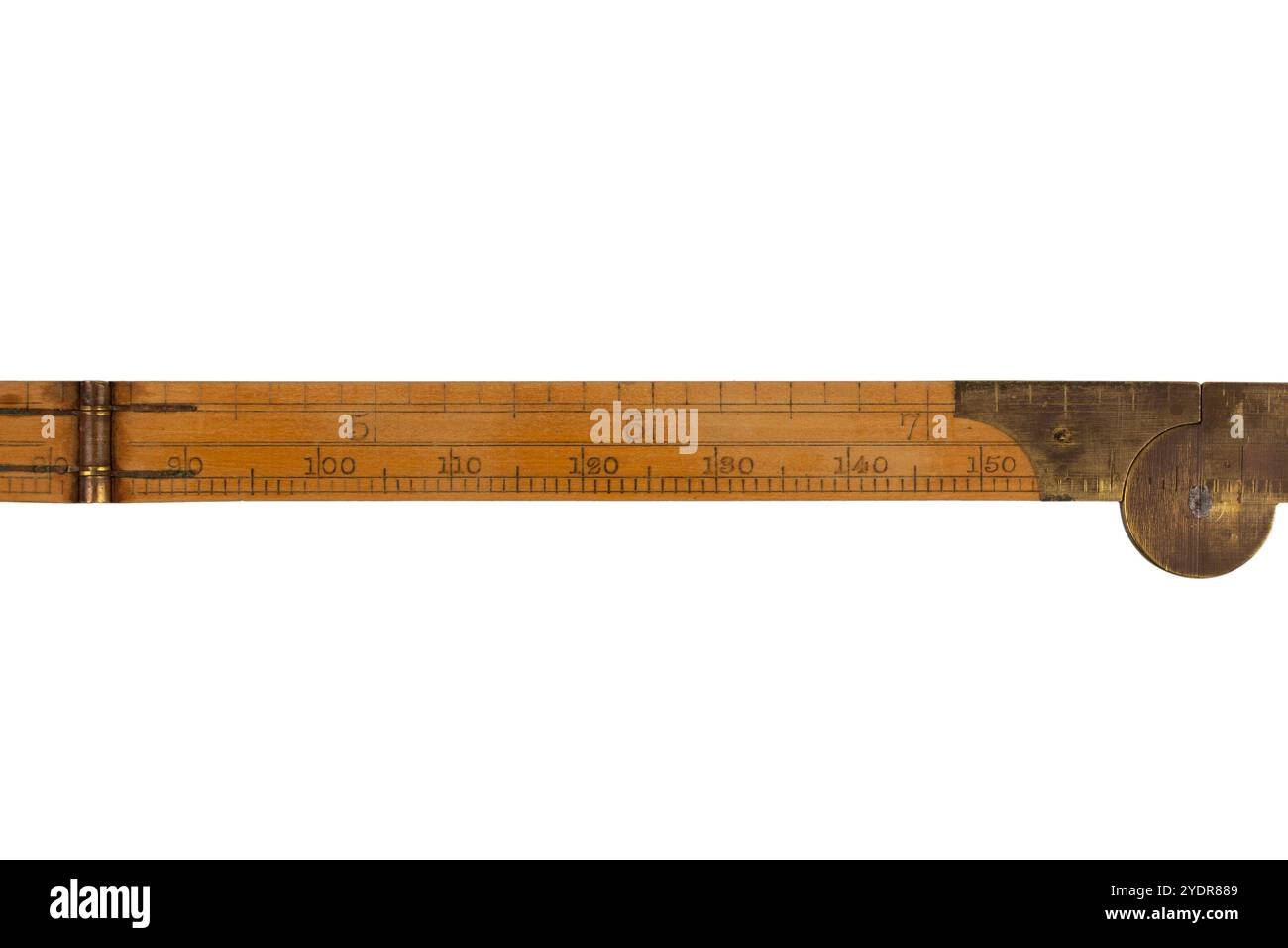 Vintage old folding ruler. Isolated on white background Stock Photo - Alamy