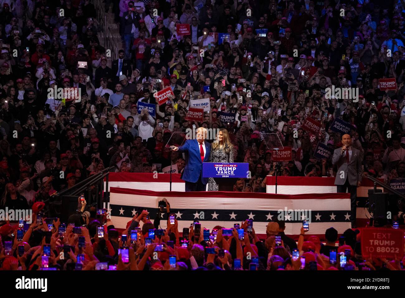 Former president Donald J. Trump joins onstage with his wife Melania at ...