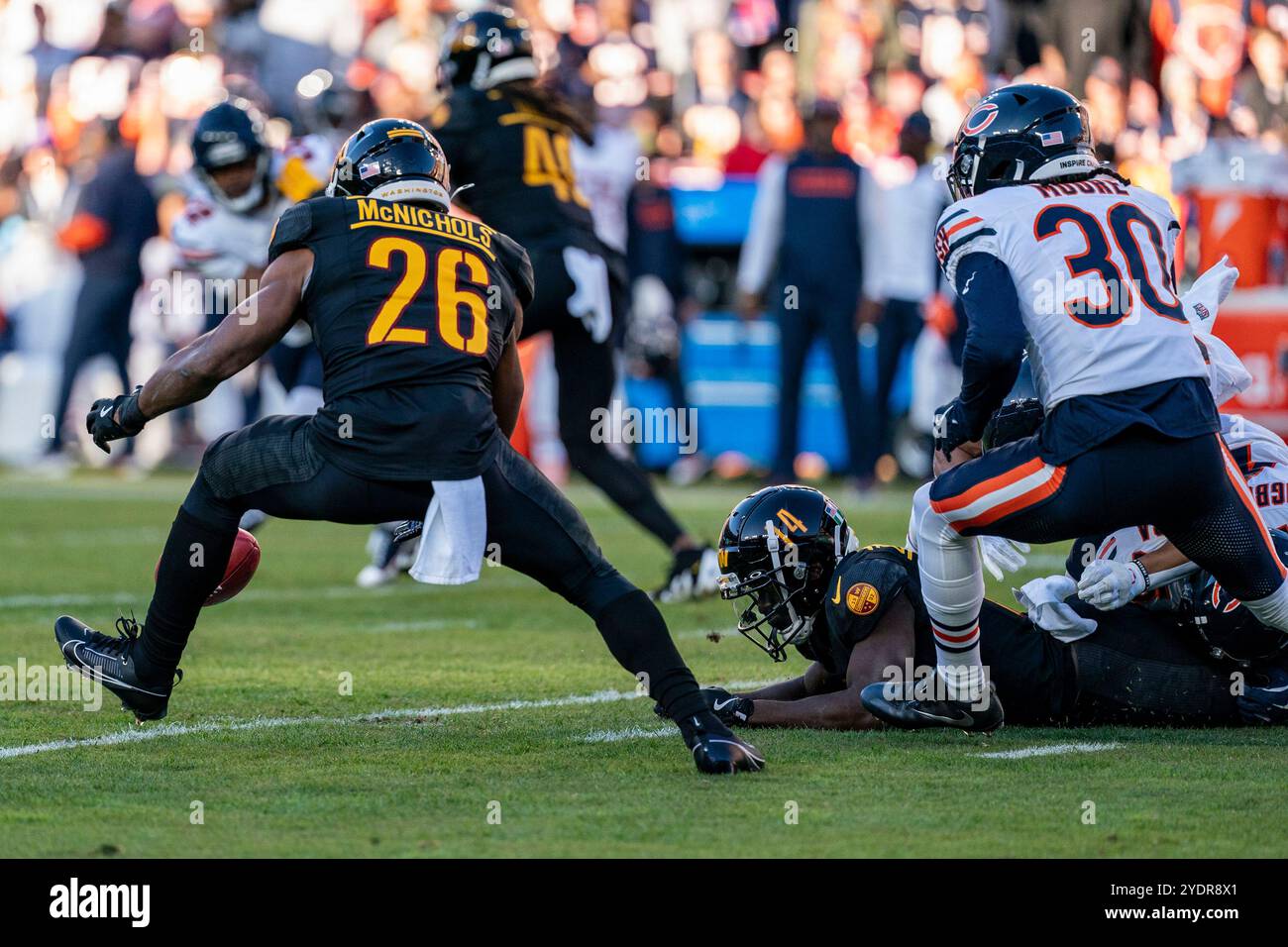 Landover, United States. 27th Oct, 2024. Washington Commanders running ...