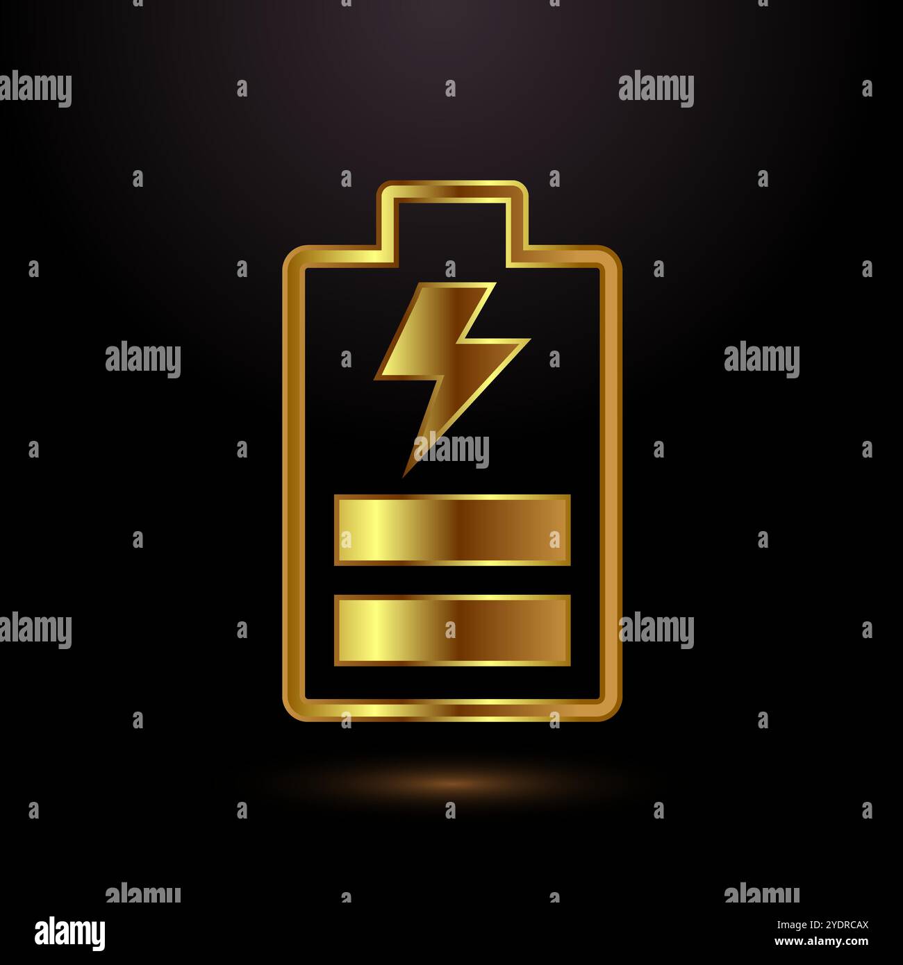 Power, Battery Icon Design Illustration, Battery icon in luxurious gold ...