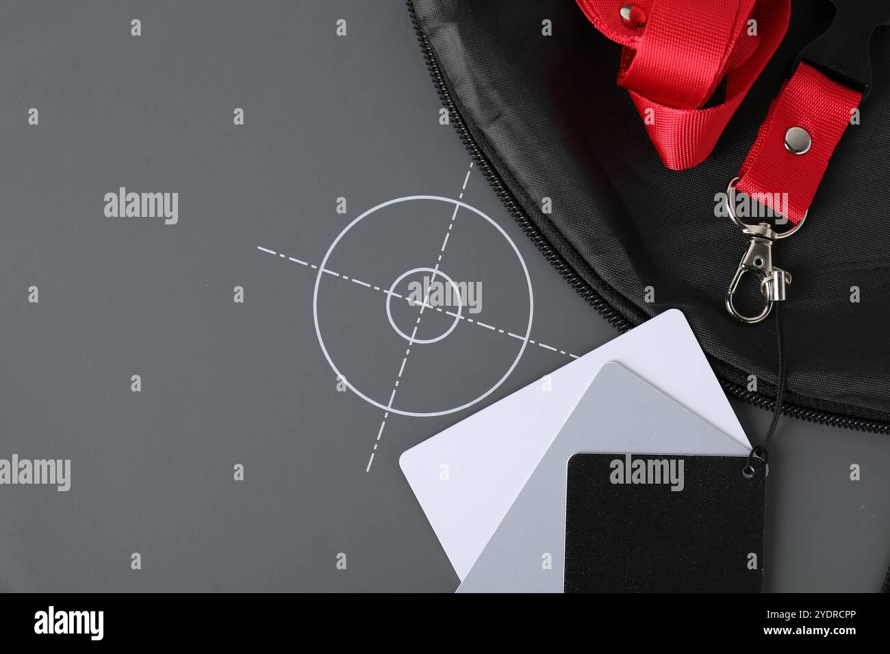 White balance calibration cards and case as background, closeup Stock ...