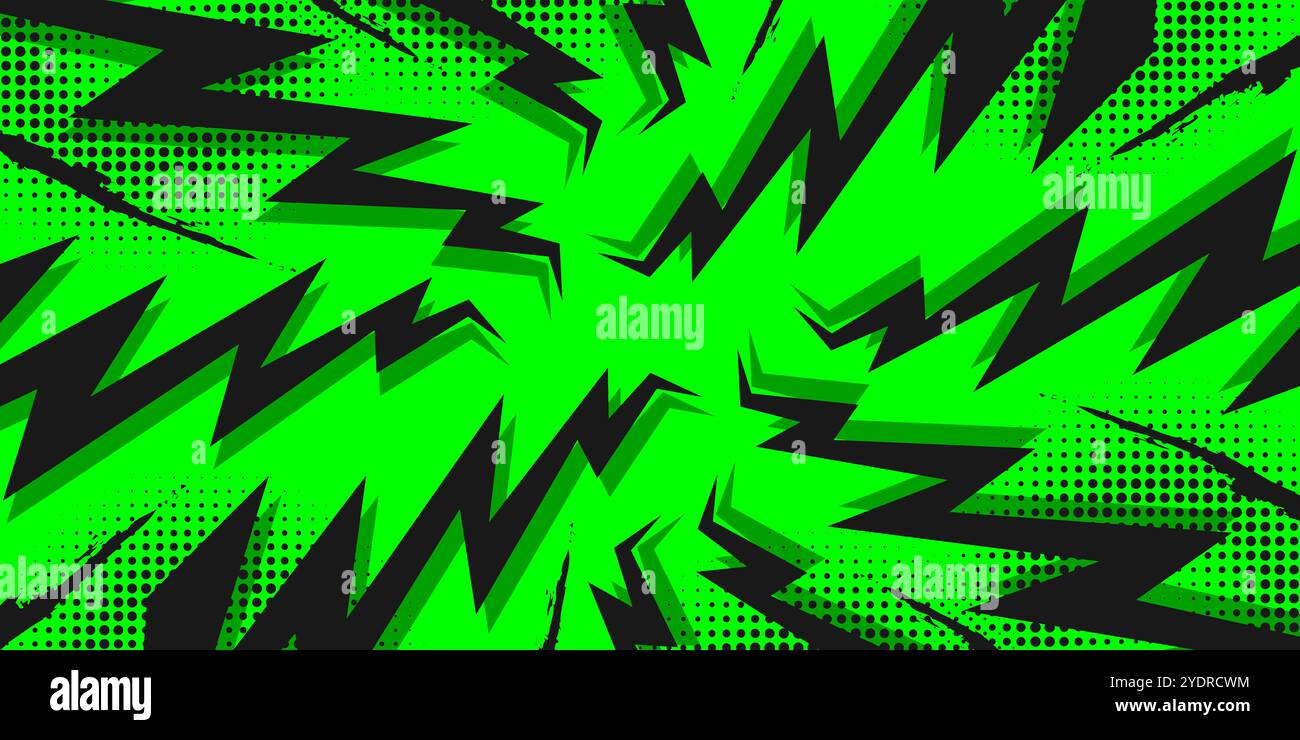 Comic Burst Background with Thunder Flashes and Halftone Effect Stock ...