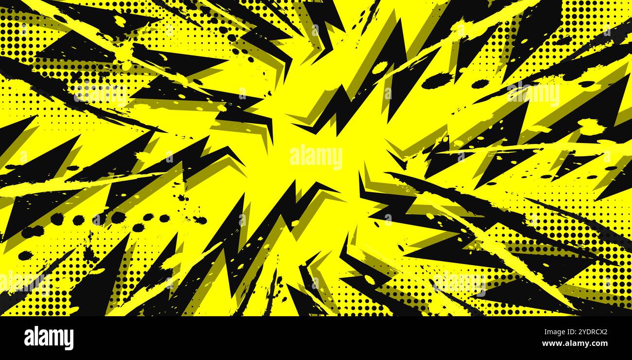 Comic Burst Background with Thunder Flashes and Halftone Effect Stock ...