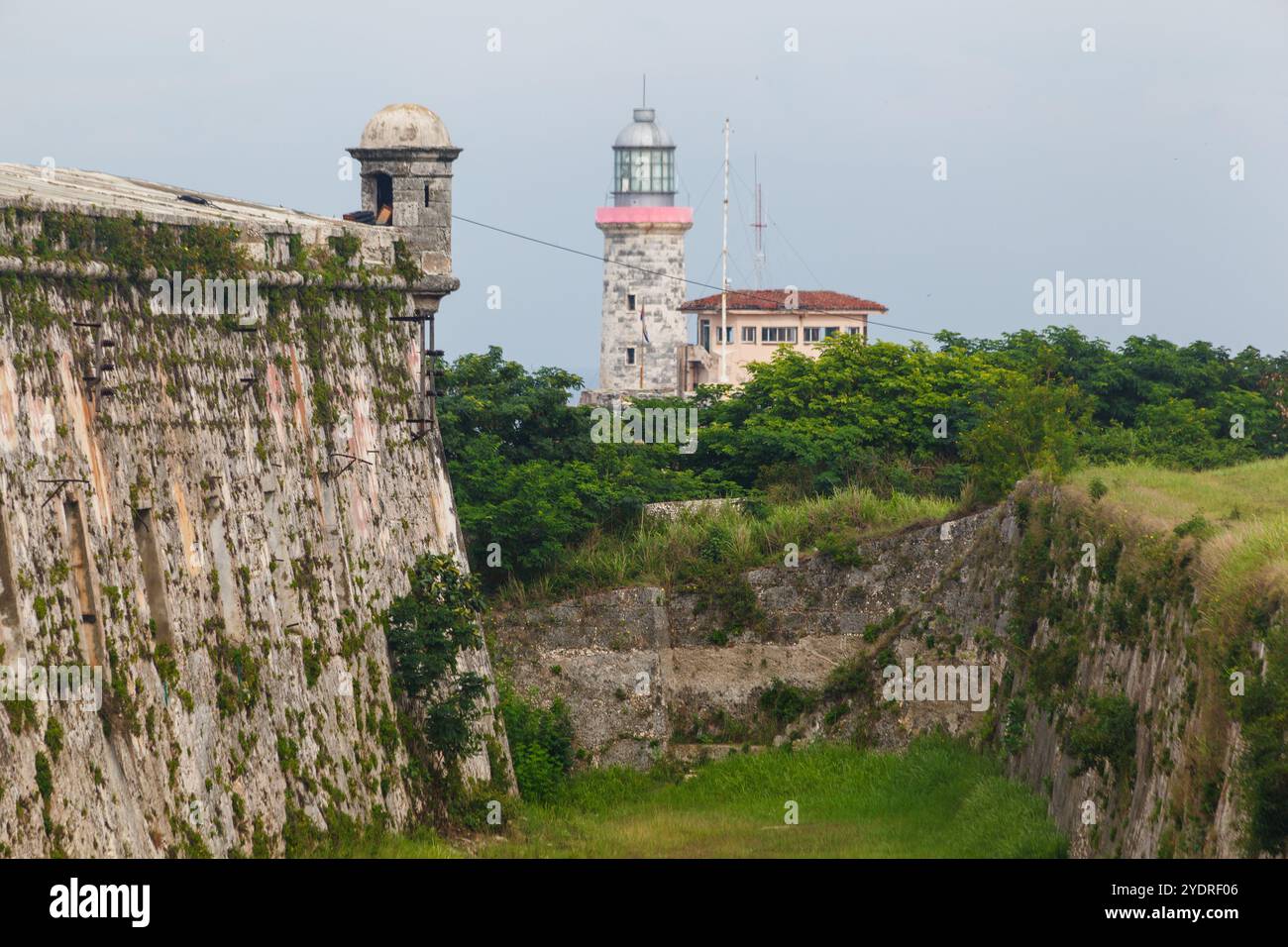 The San Carlos de Cabana fortified walls, turrets and the Lighthouse ...