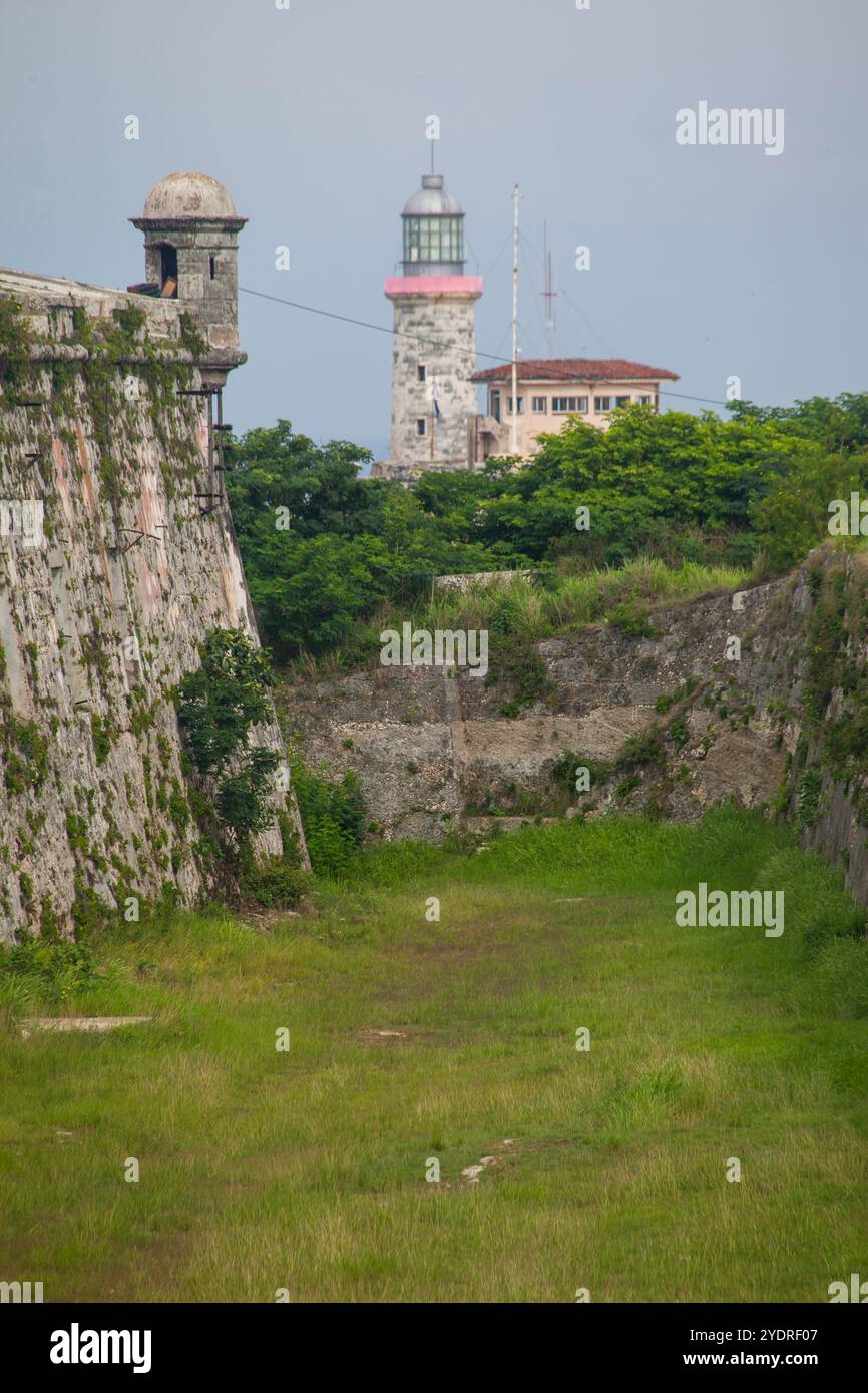 The San Carlos de Cabana fortified walls, turrets and the Lighthouse ...