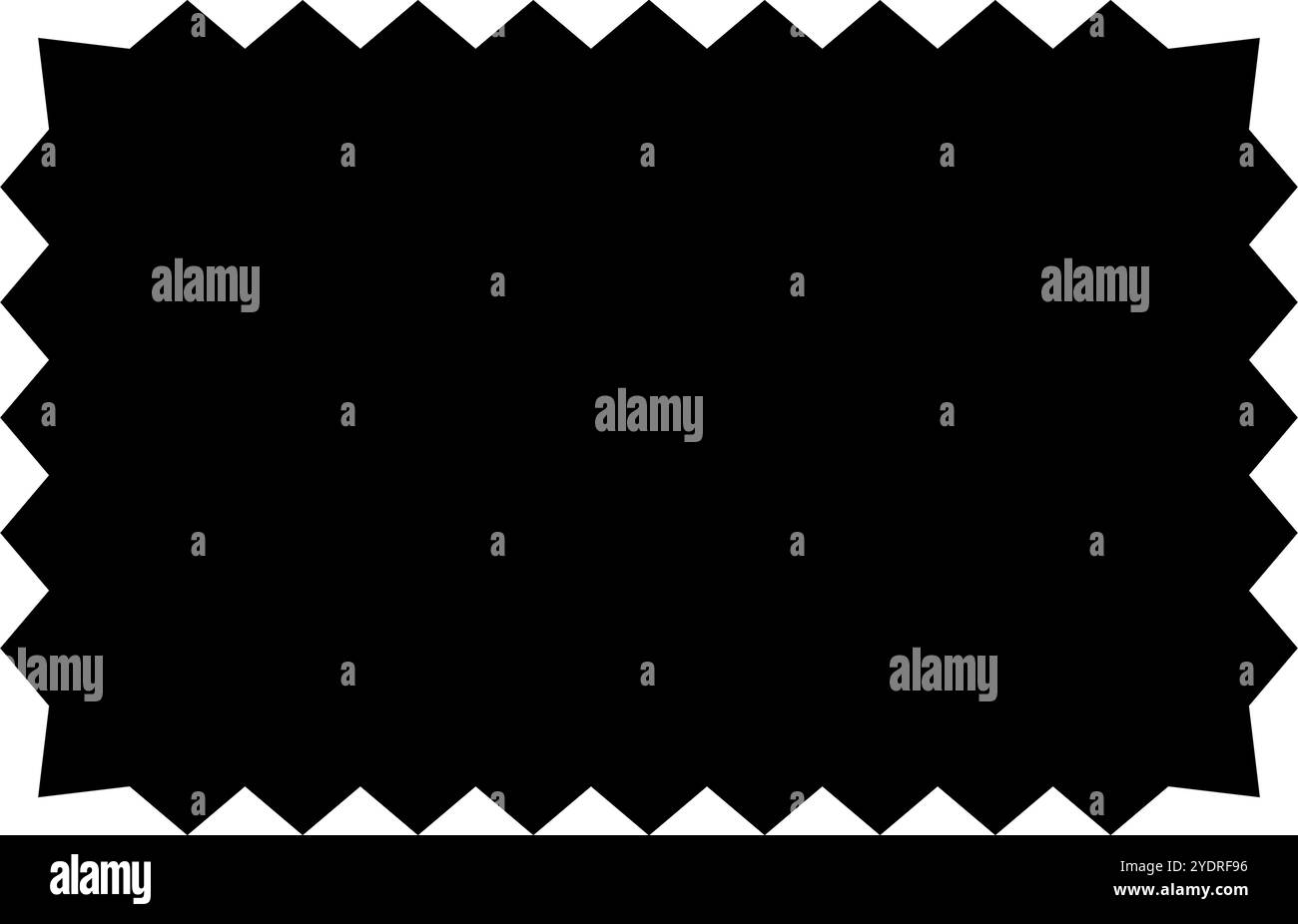 Empty black rectangle with zigzag edges. Box, tag or label, sticker or ...