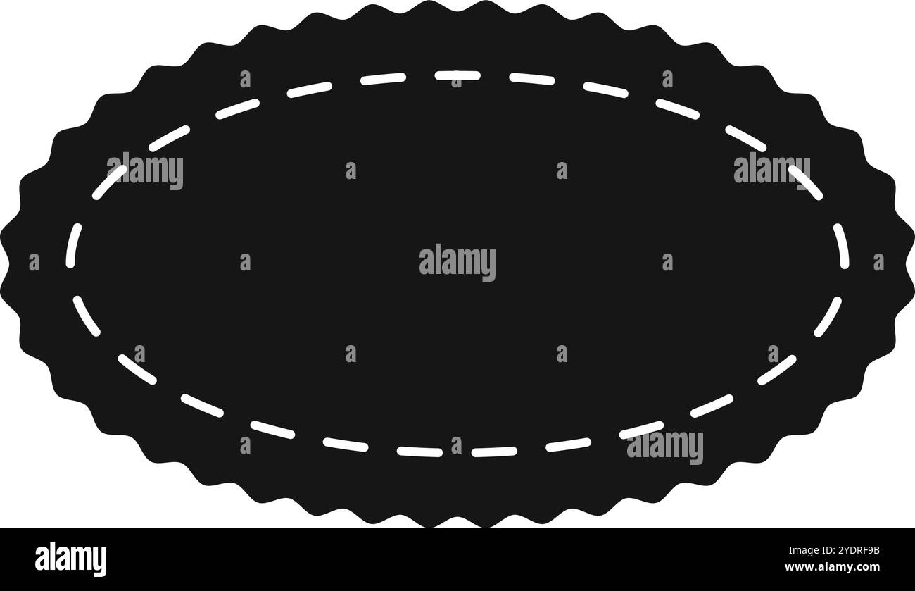 Oval shape with zigzag borders and stitch line. Empty price, discount ...