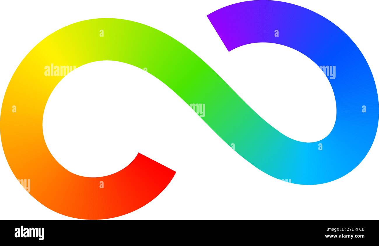 Rainbow colored curvy line isolated on white background. Cool colorful ...