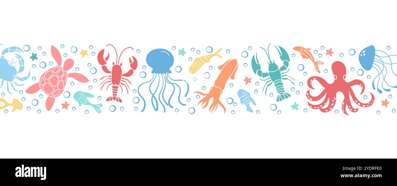 Vibrant Marine Creatures Border Design Stock Vector Image & Art - Alamy