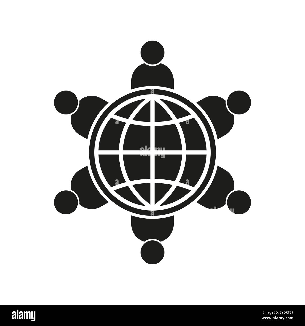 Global team icon. Network connection symbol. People around globe ...