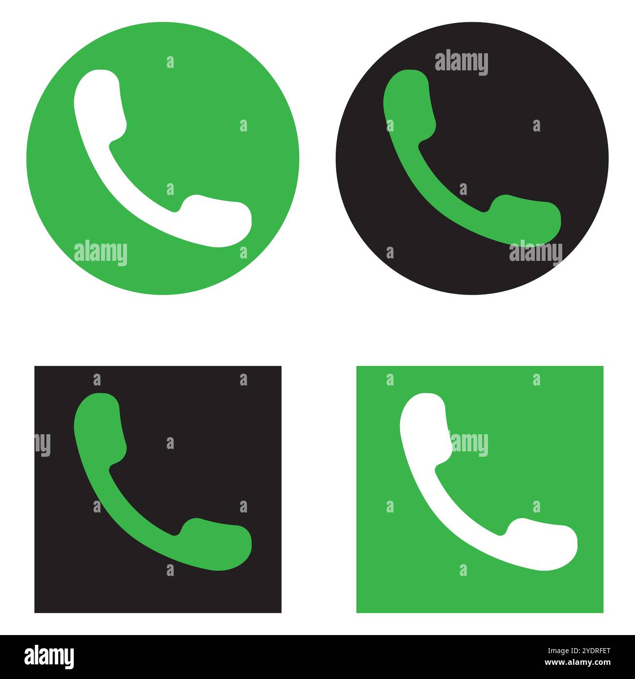 Phone icon set. Green and black colors. Communication symbol. Vector ...