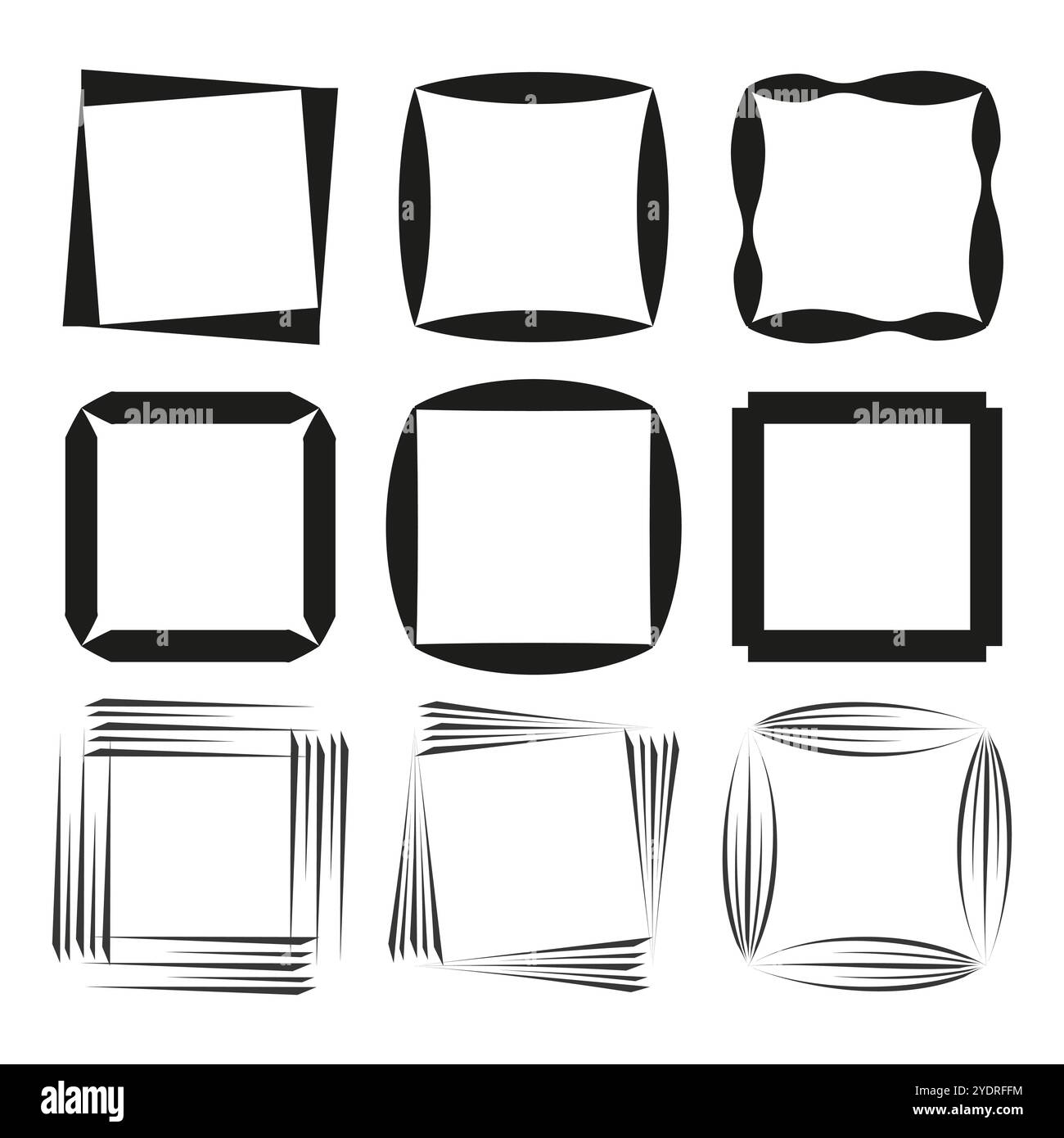 Geometric frame set. Abstract square shapes. Vector black borders. Bold ...