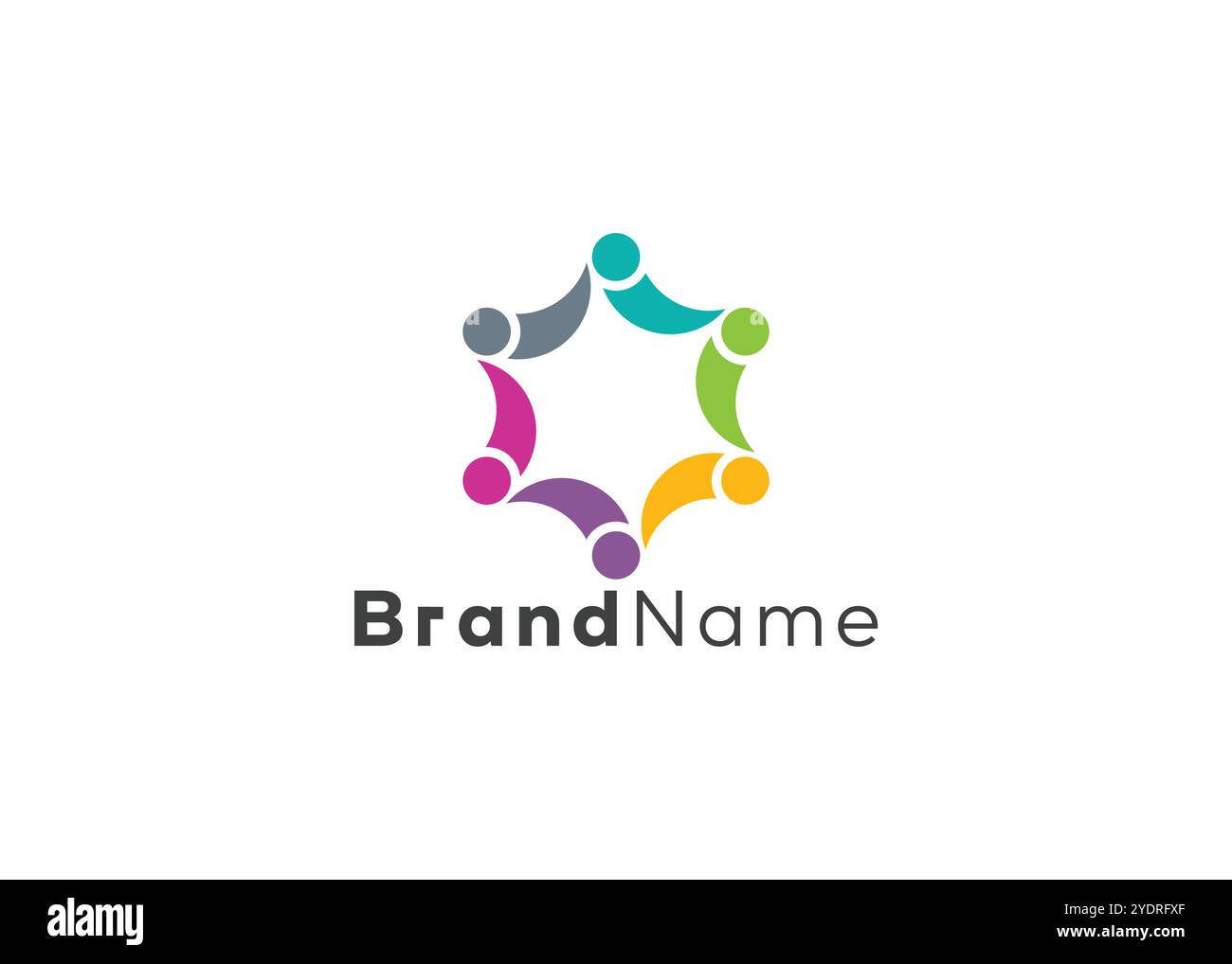 Minimalist human unity logo. Modern style teamwork people logo, people ...