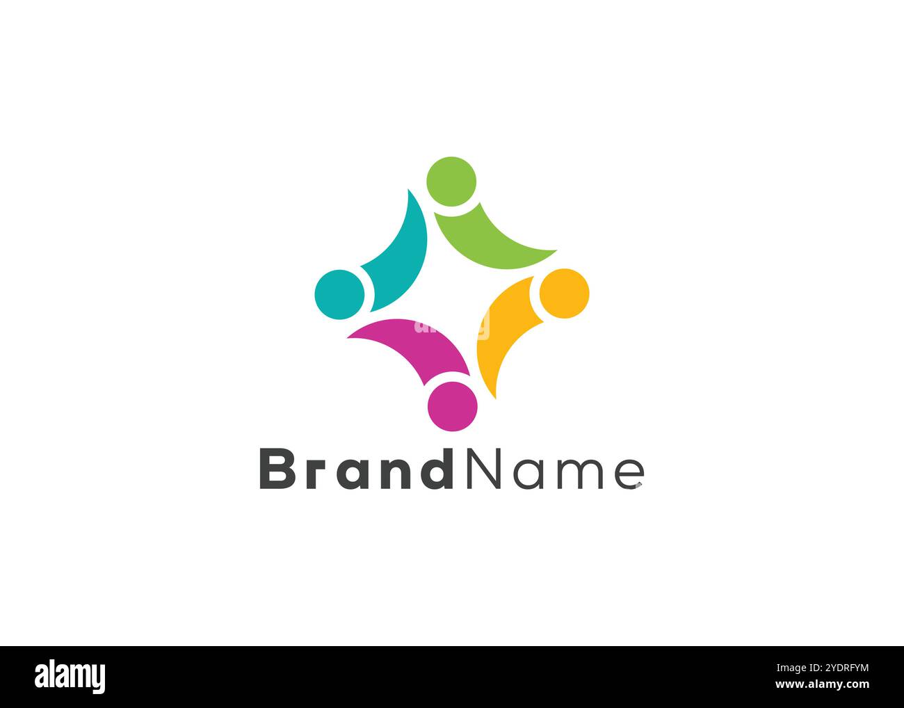 Minimalist human unity logo. Modern style teamwork people logo, people ...