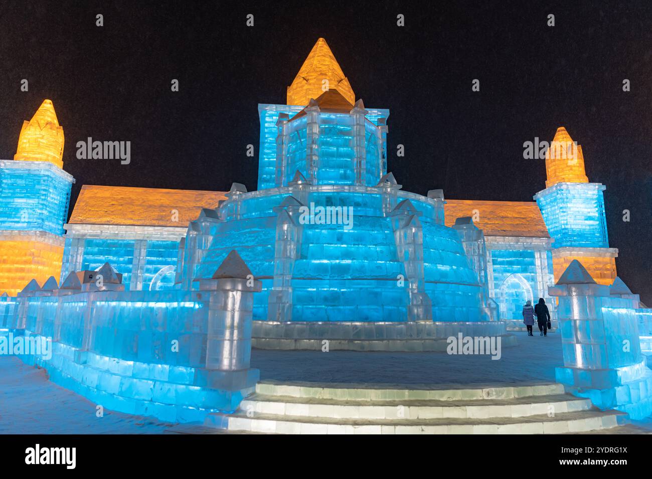 January 1, 2022, HARBIN, CHINA. Night scene in Harbin International Ice ...