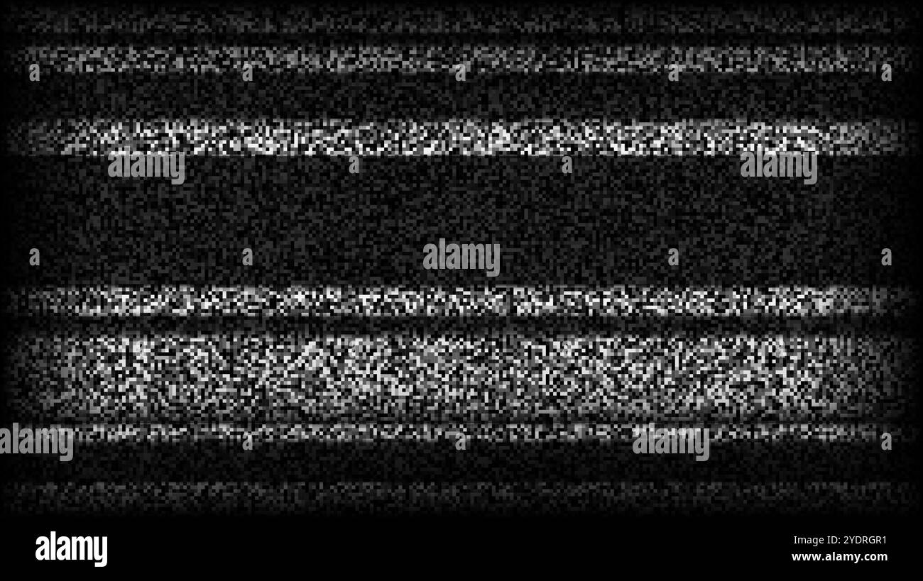 TV static noise background. BW Glitch pixelated television screen. Lost ...