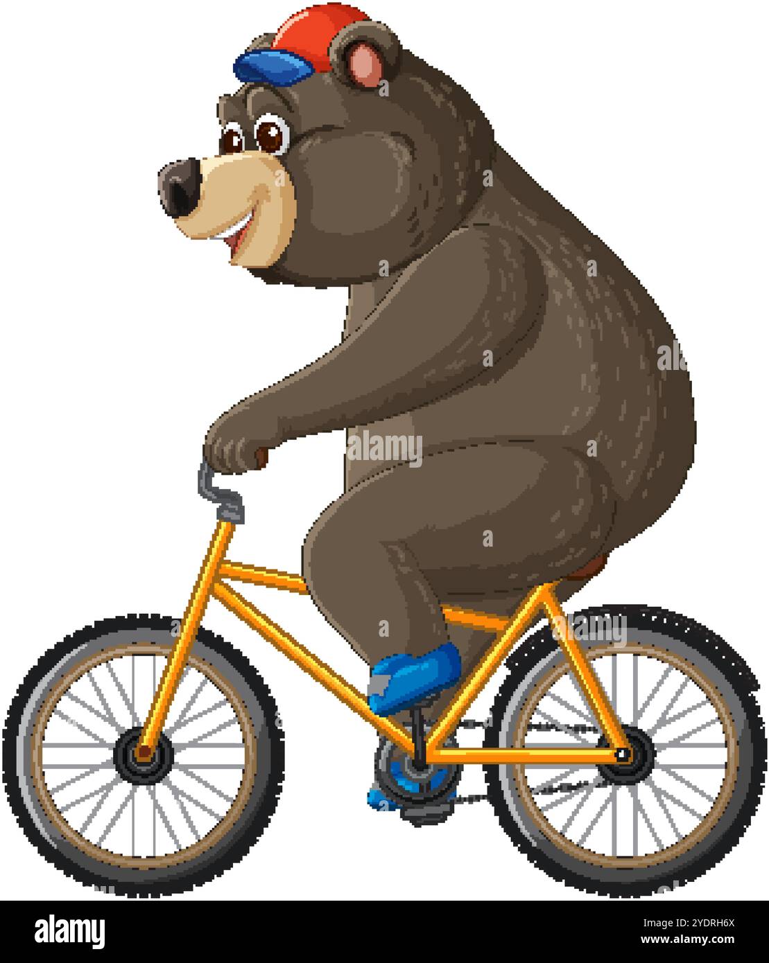 A cheerful bear cycling on a yellow bike Stock Vector Image & Art - Alamy