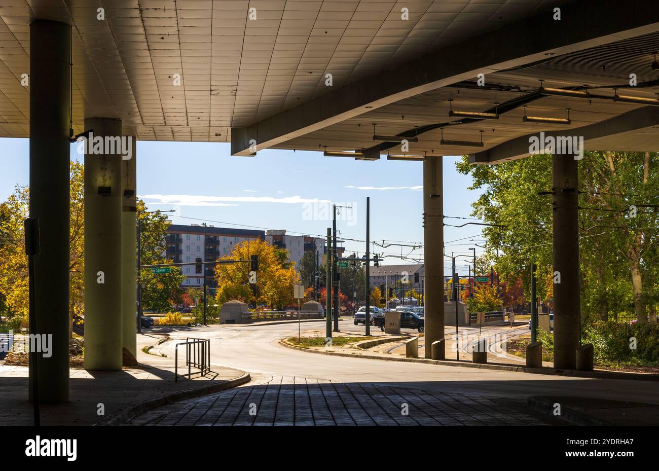 Denver Cityscape with the fall trees near Cherry Creek and the Denver ...