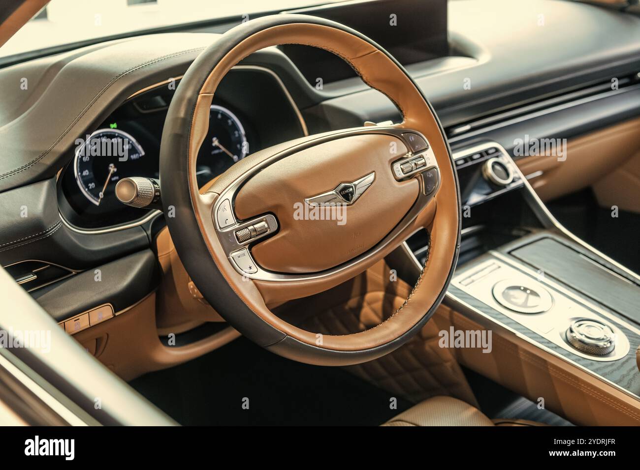 New York City, USA - August 05, 2023: Genesis GV80 crossover steering ...