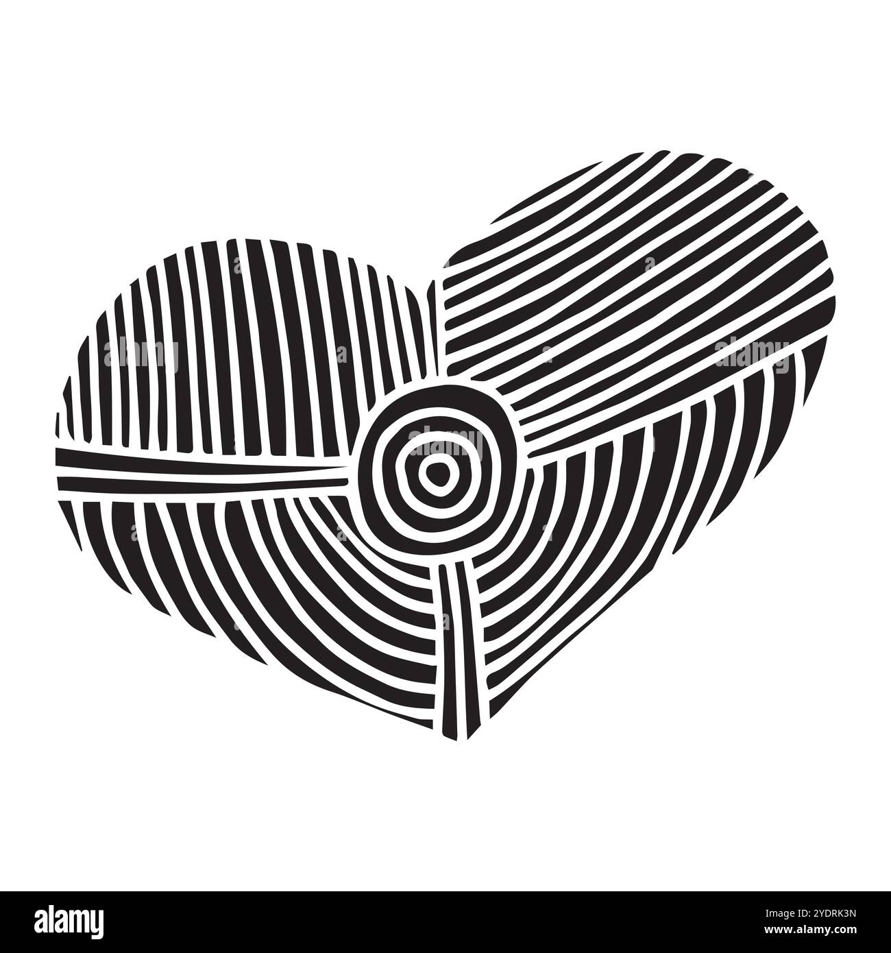 Doodle Love Icon. Hand-Drawn Black Solid Shape, Geometric Heart Icon ...