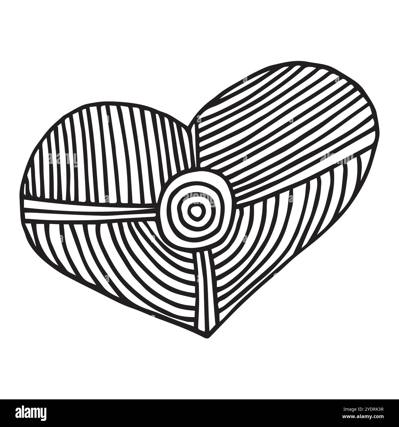 Doodle Love Icon. Hand-Drawn Black Contour Geometric Heart Icon with ...