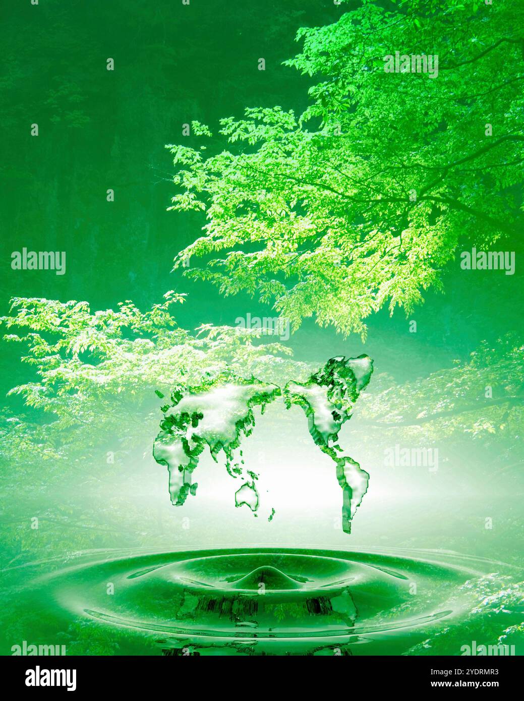 Ripples and world map Stock Photo - Alamy