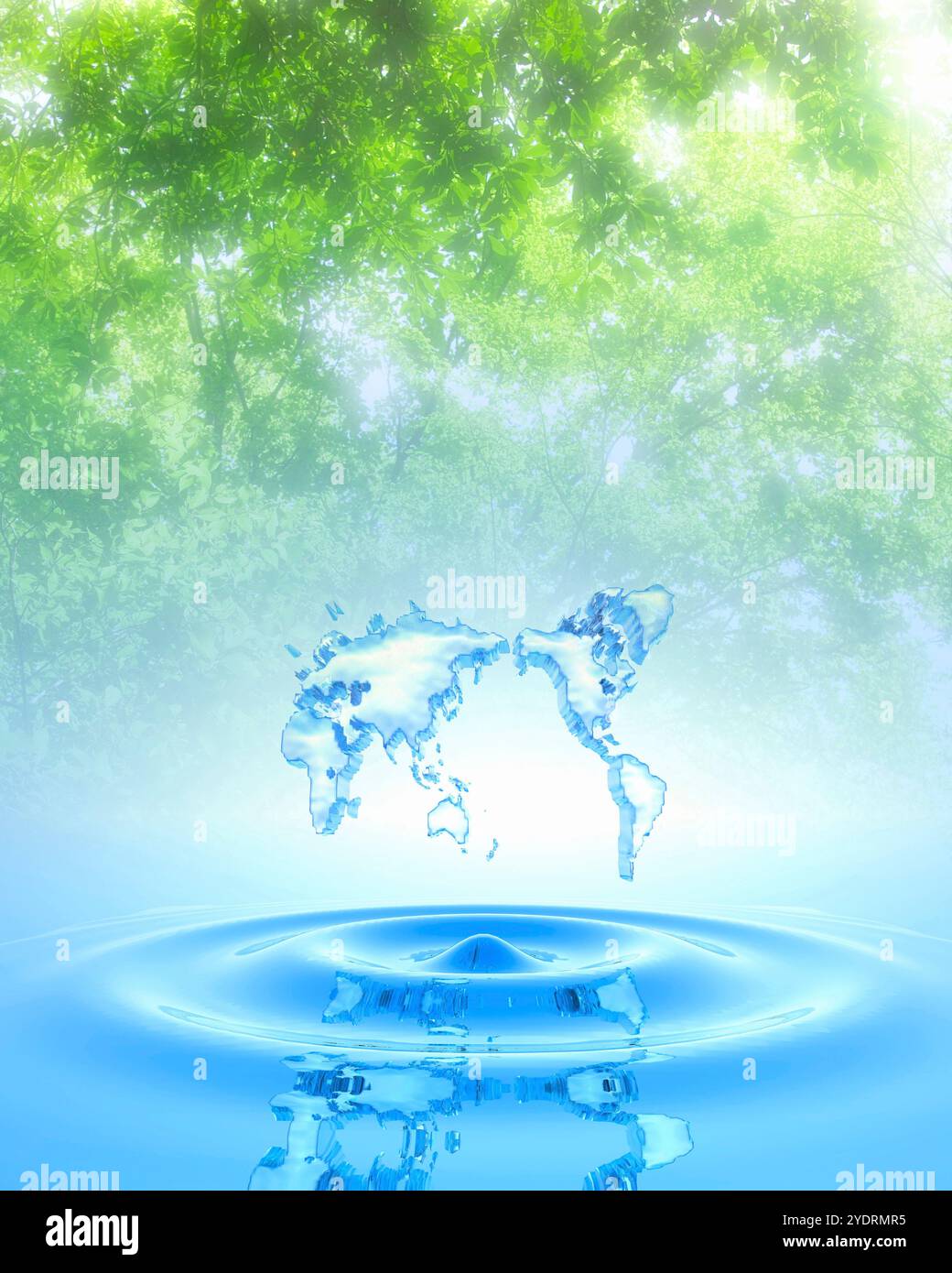 Ripples and world map Stock Photo - Alamy