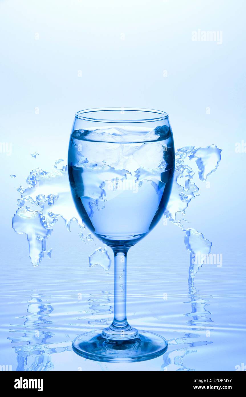 Glass and world map Stock Photo - Alamy