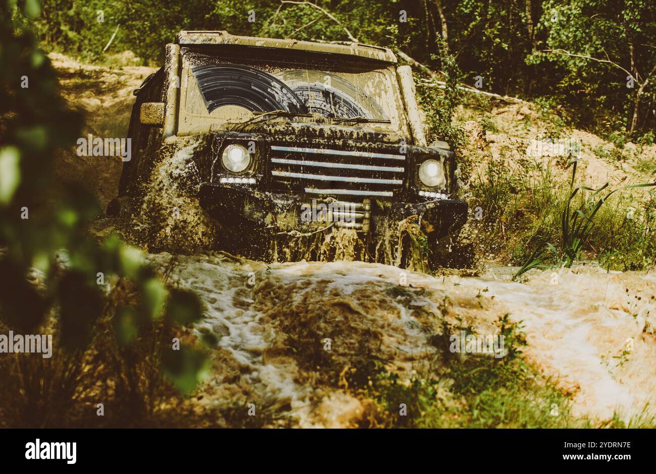 Travel concept with big 4x4 car. Track on mud. 4x4 Off-road suv car ...