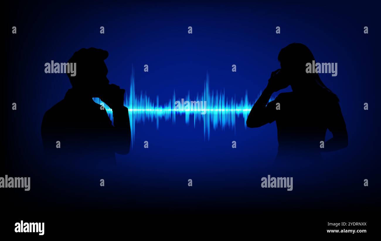 silhouettes woman and man two individuals engaged in a telephone ...