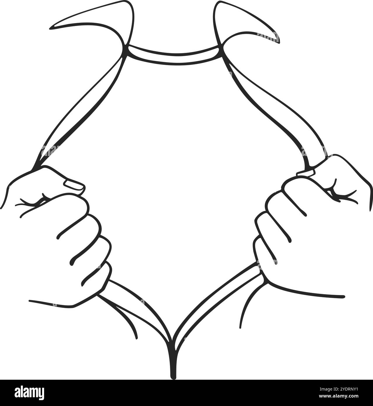 Superhero style shirt reveal with two hands tearing open a shirt ...