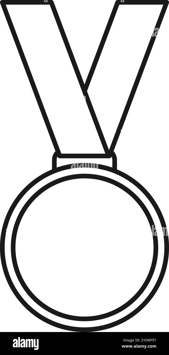 Blank gold medal with ribbon for award ceremony vector outline ...