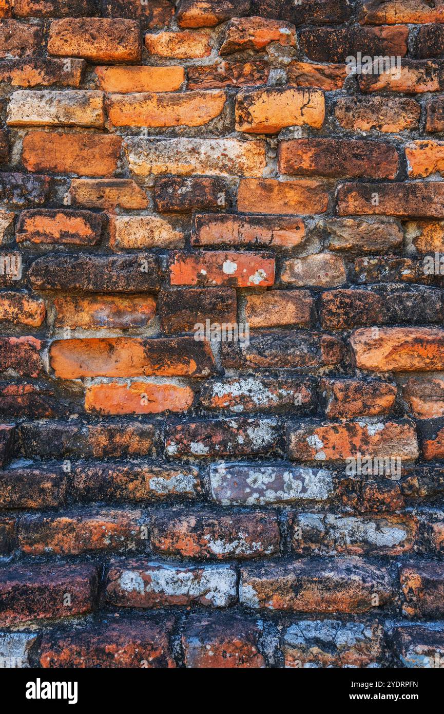 Ancient old orange brick brick wall close-up Stock Photo - Alamy