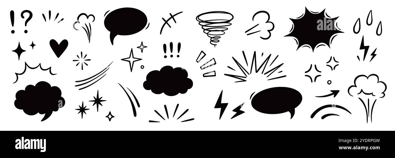 Comic cartoon effect smoke, boom element set. Comic speech bubble, boom ...