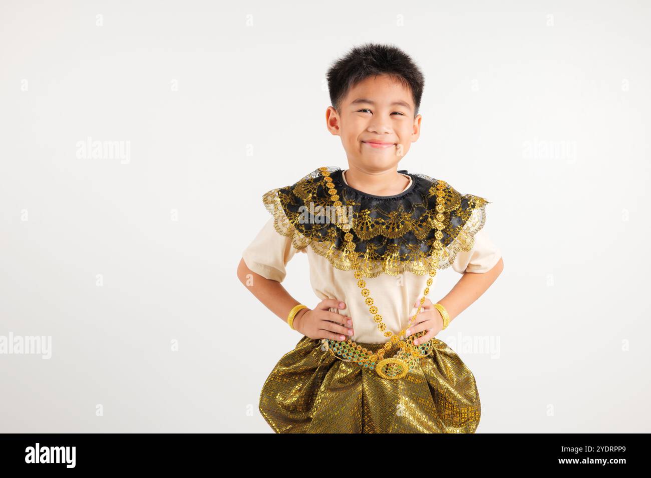 Portrait of Thailand kid boy smiling traditional Thai dress costume ...